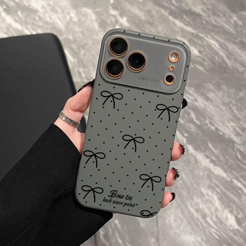 Small Dot+Bow Pattern Dopamine Ins Style Solid Color Phone Case with ...