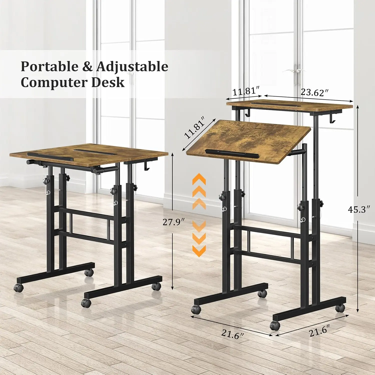 Wheeled Small Standing Desk, Mobile Standing Desk, Movable Standing ...