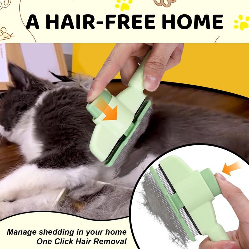 Pet Hair Removal Comb One-Click Self-Cleaning Grooming Brush, De ...