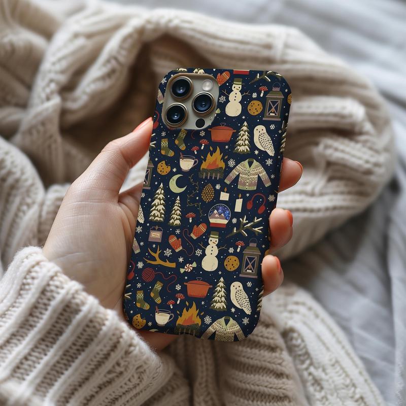Cozy Winter Nights iPhone Case | Hot Cocoa Snowman Sweater Holiday ...