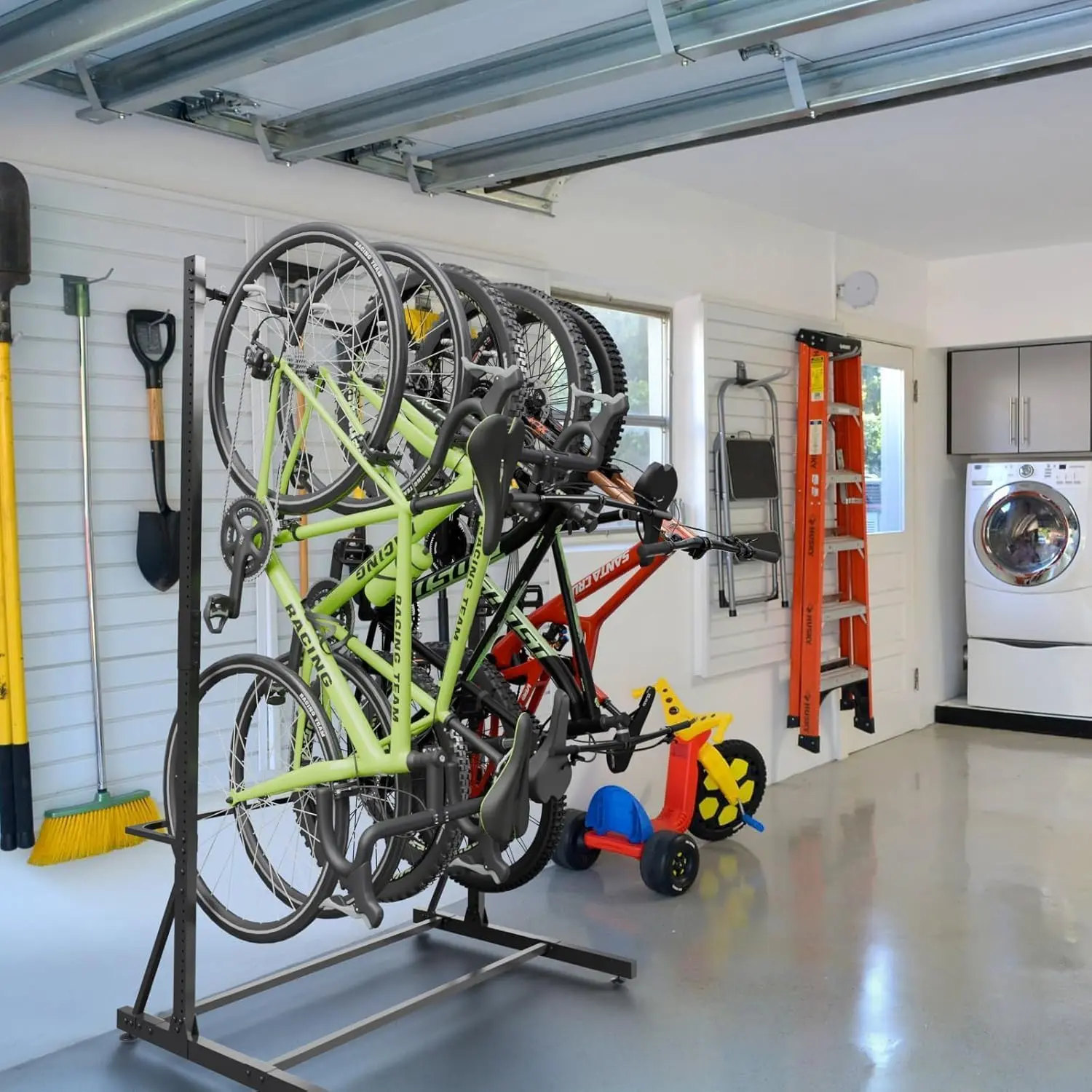 5 Bike Storage Rack, Freestanding Bike Storage, Adjustable Height ...