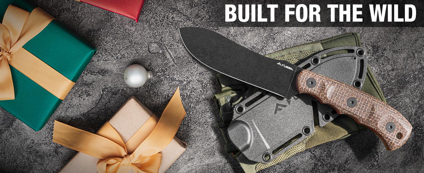 #fathersdaygift FLISSA Fixed Blade Knife with Sheath, 4.7" Full Tang ...