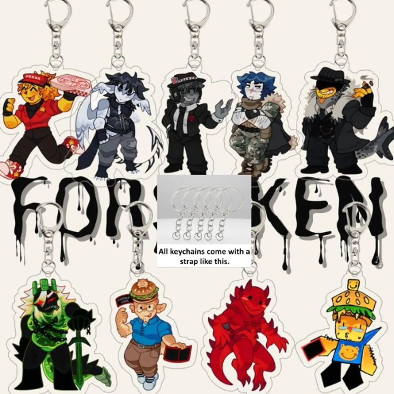 Forsaken Keychains - Noob, Shedletsky, John Doe, C00lkidd, Elliot Key ...