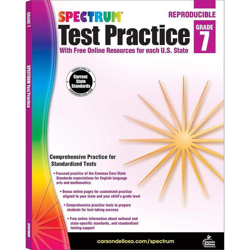 Spectrum 7th Grade Test Practice Workbooks All Subjects, Ages 12 to 13 ...
