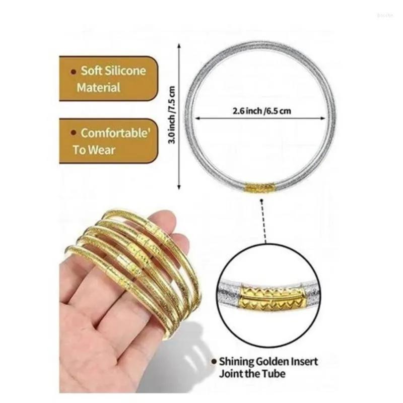 9-Piece Glitter & Jelly Bracelet Set-Glitter Jelly Bracelets Set Gold ...