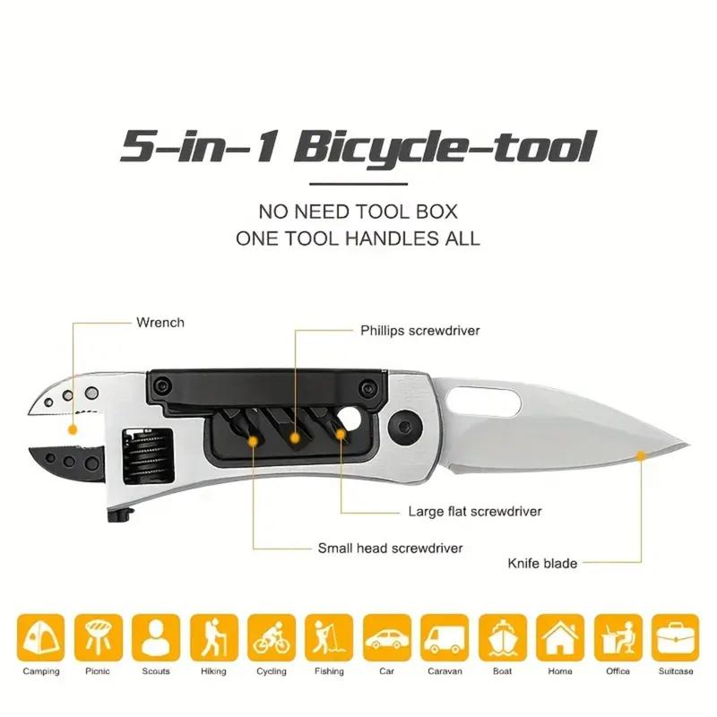 Multi-Function Tool, 5 In 1 Multi-Function Wrench Folding Tool, Pocket ...