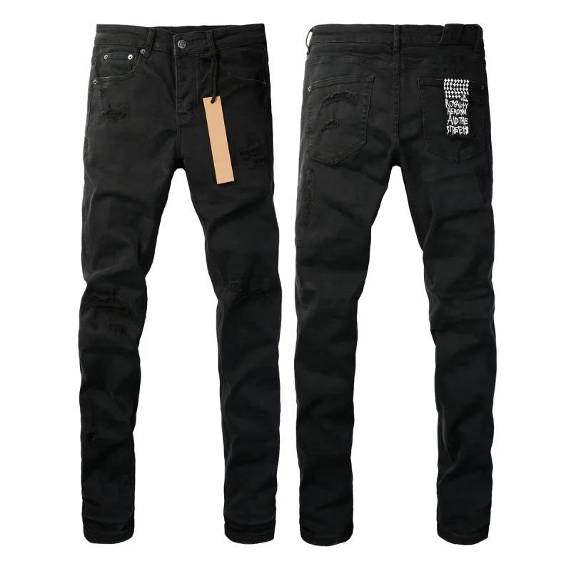 Retro Cross Brand Pure Black Men KSUBI Jeans Paint Hole Trend Low Rise ...