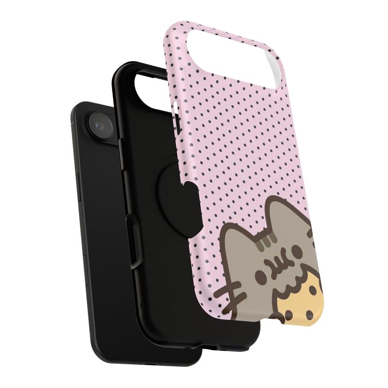 Cute Pusheen Cat Phone Case, Kawaii Aesthetic Pink Polka Dot iPhone 16 ...