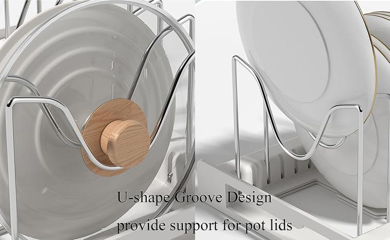 Pots and Pans Organizer Under Cabinet - Pot Lid Holder, Expandable Pan ...