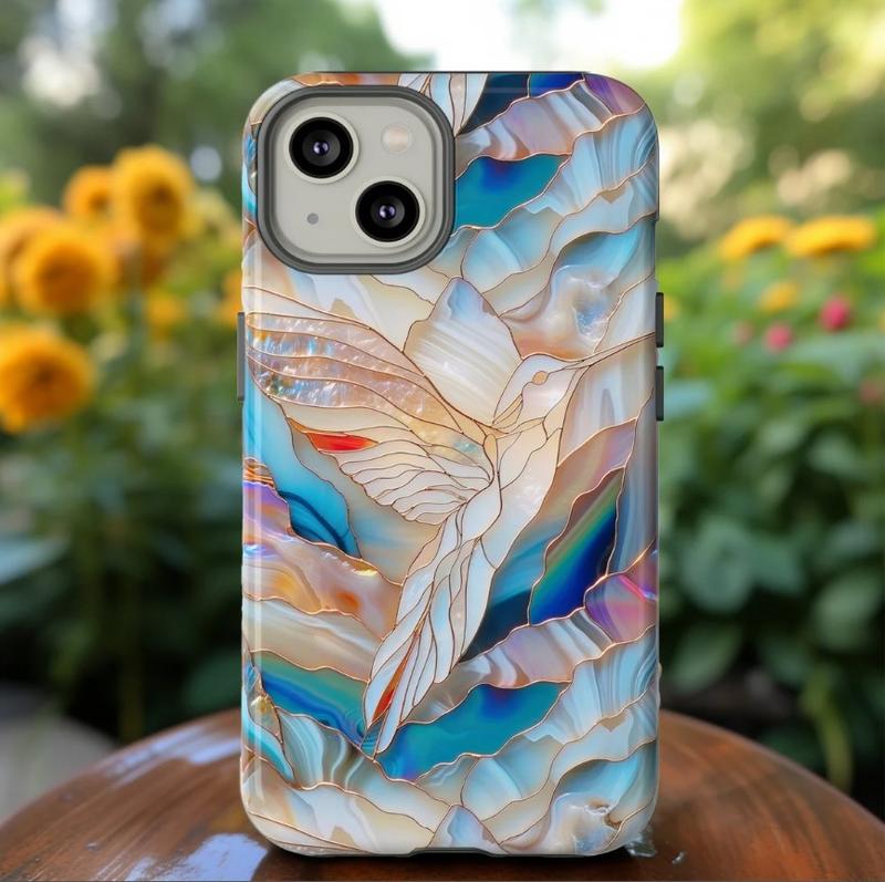 Winged Whispers Stained Glass Print Hummingbird Phone Case, Mother Of ...