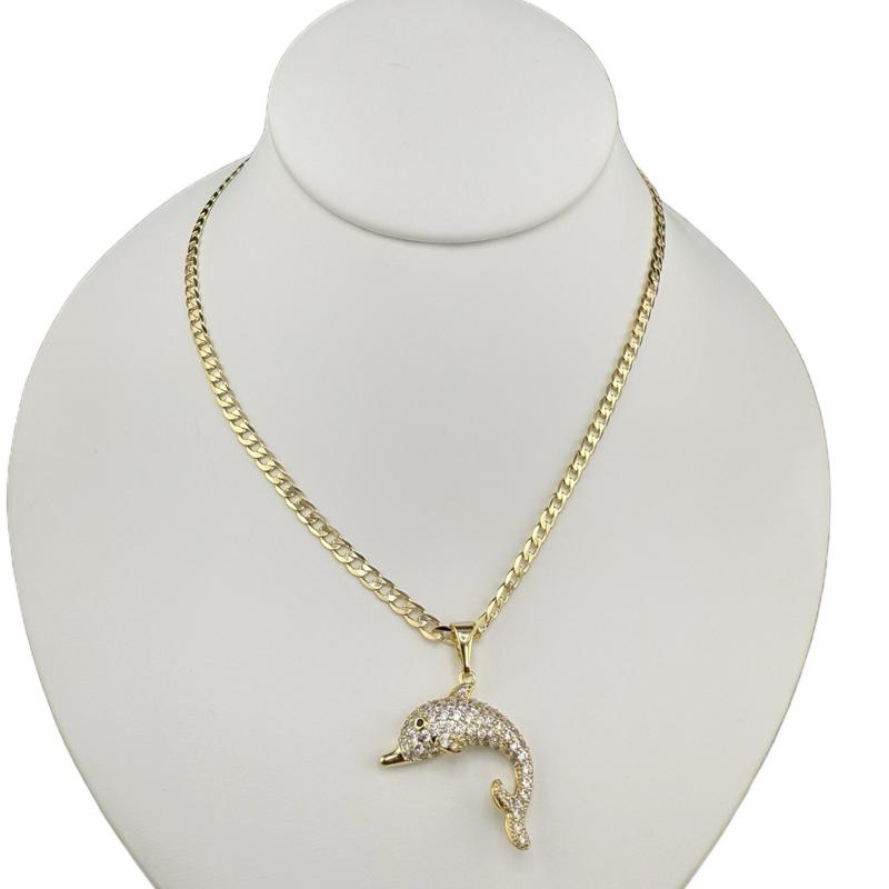 Cuban Chain with Dolphin Pendant - Elegant Design, Adjustable Length ...