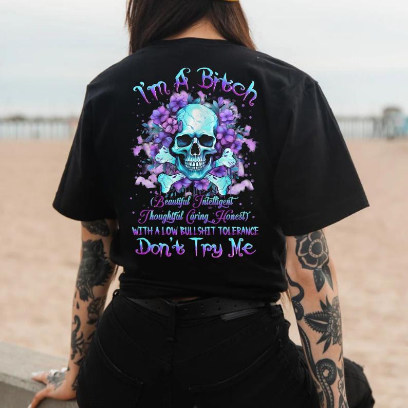 I’m A Bitch Low Tolerance Blue Skull Hoodie – Don’t Try Me Attitude ...