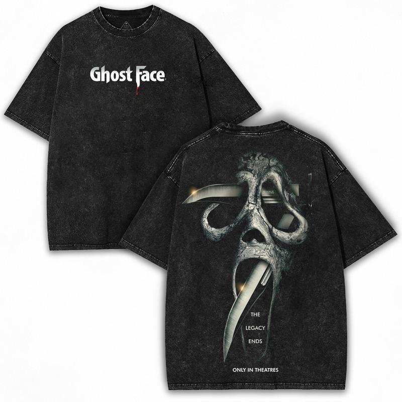 Ghost Face x Slasher Horror Graphic Tee – Vintage Washed Oversized ...
