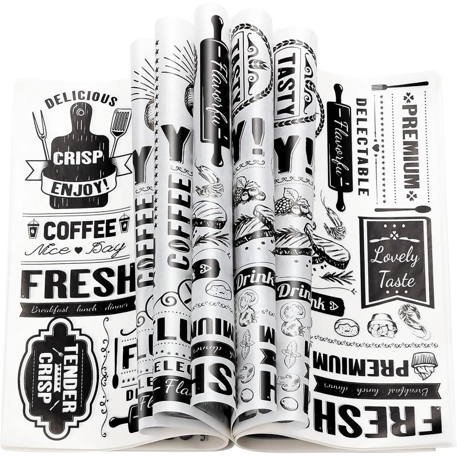 160 count Newsprint Wax Paper Sheets, Newspaper Theme Wrap Papers for ...