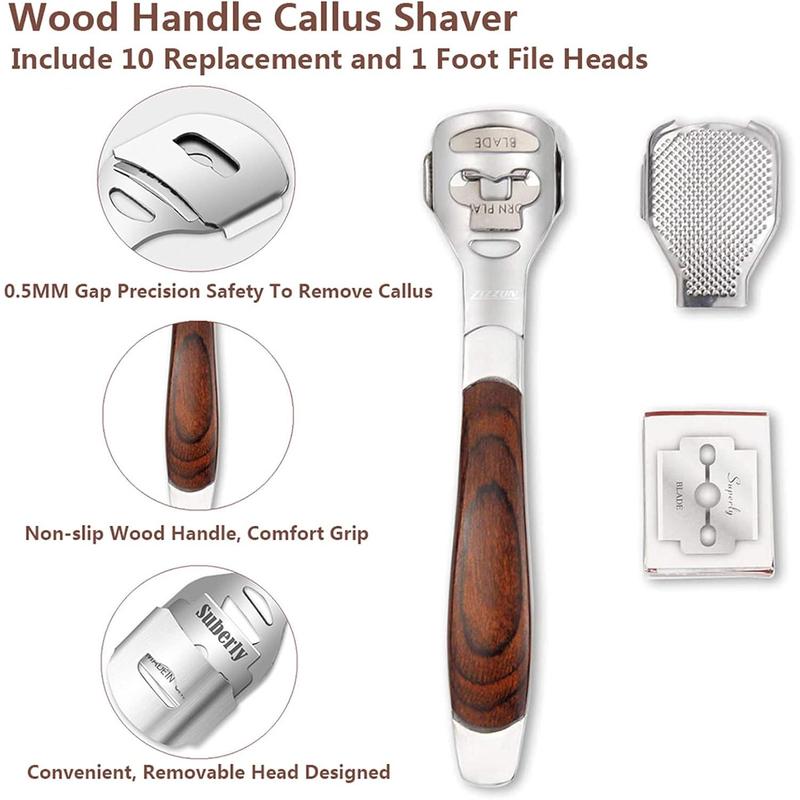 Colossal Foot Rasp & Wood Handle Callus Shaver (10 Replacement & 1 Foot ...