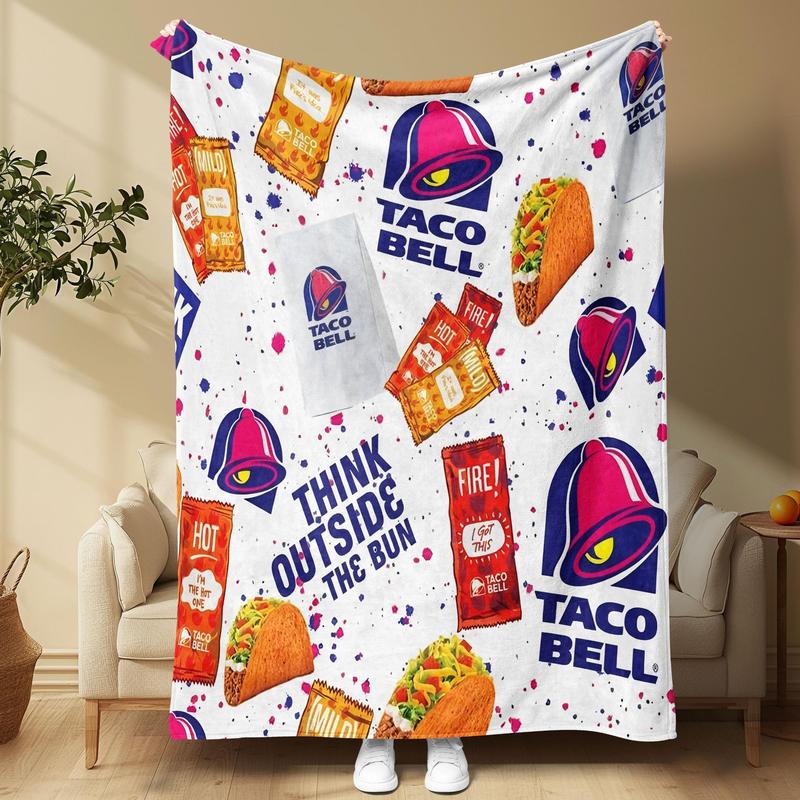 Taco Bell Themed Pattern Blanket, Multi-use Throw Blanket, Soft Blanket ...