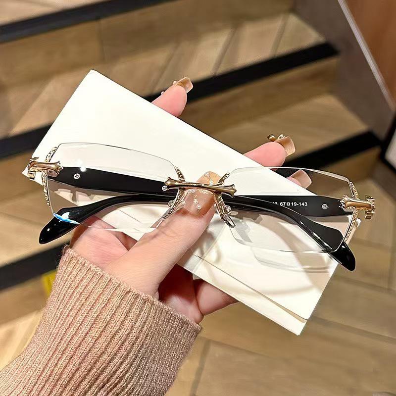 Muti-Function Photochromic Anti-Blue Light Frameless Reading Glasses ...