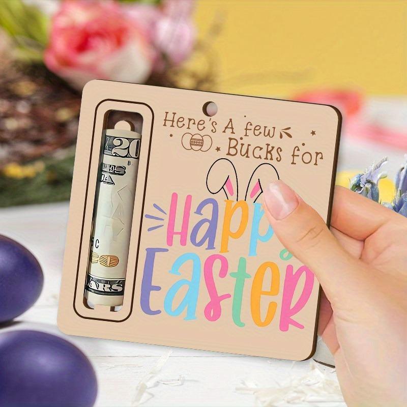 Easter Rabbit Ear Design Wooden Gift Card, 1/3 Counts Creative Happy ...