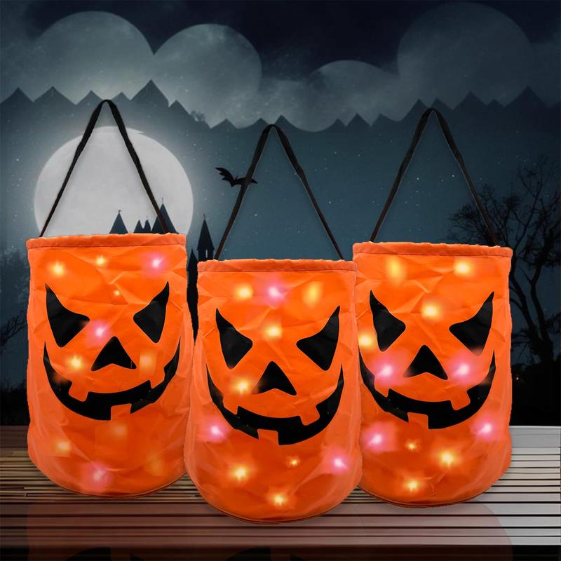 3PCS LED Light Halloween Candy Bags Light Up Halloween Party Bags Trick ...