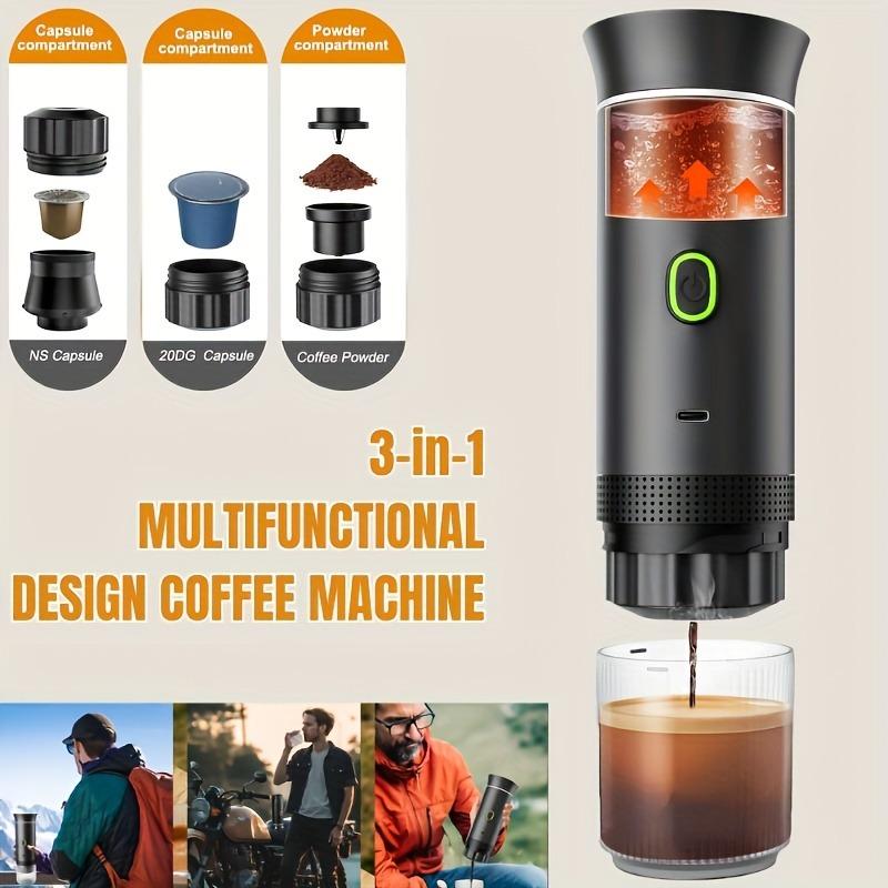 3-in-1 portable coffee machine works with various capsules and ground ...