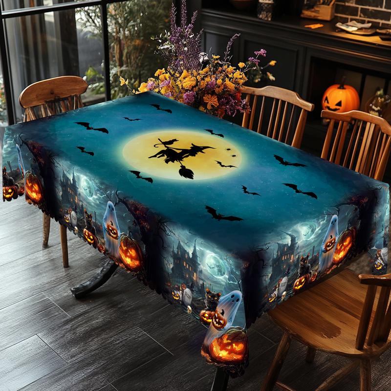 PLUMLIK Mysterious Halloween Tablecloth with Cute Spooky Black Cat ...