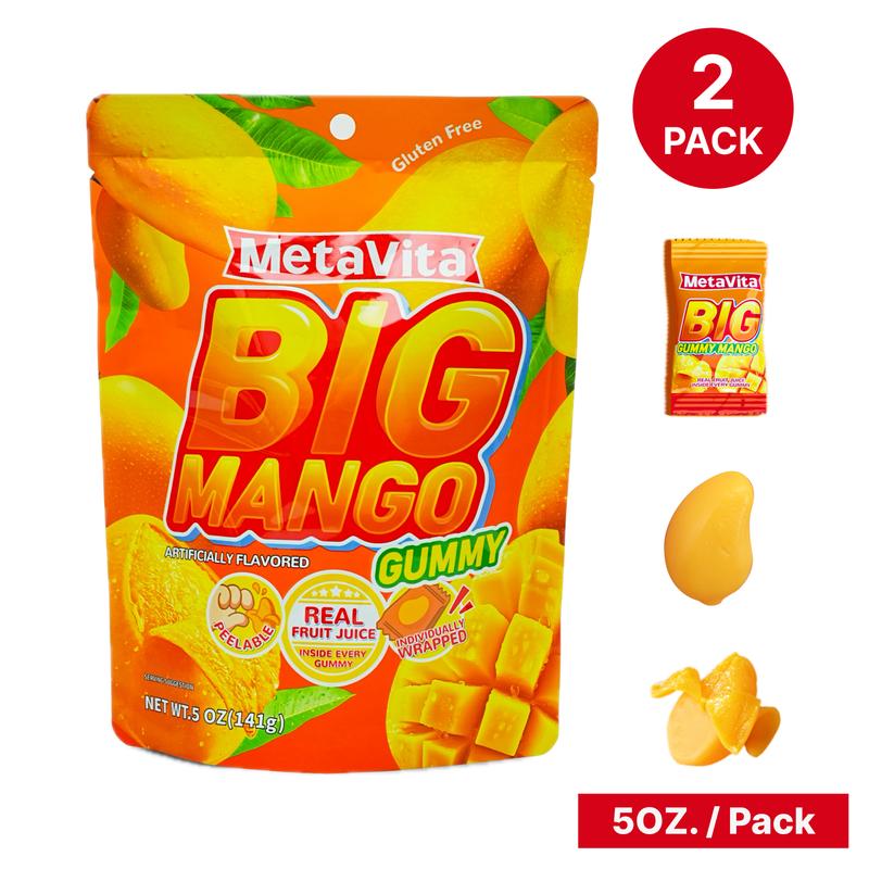 MetaVita Big Mango Gummy - Big Pack - 10oz - Peelable Candy, Mango ...