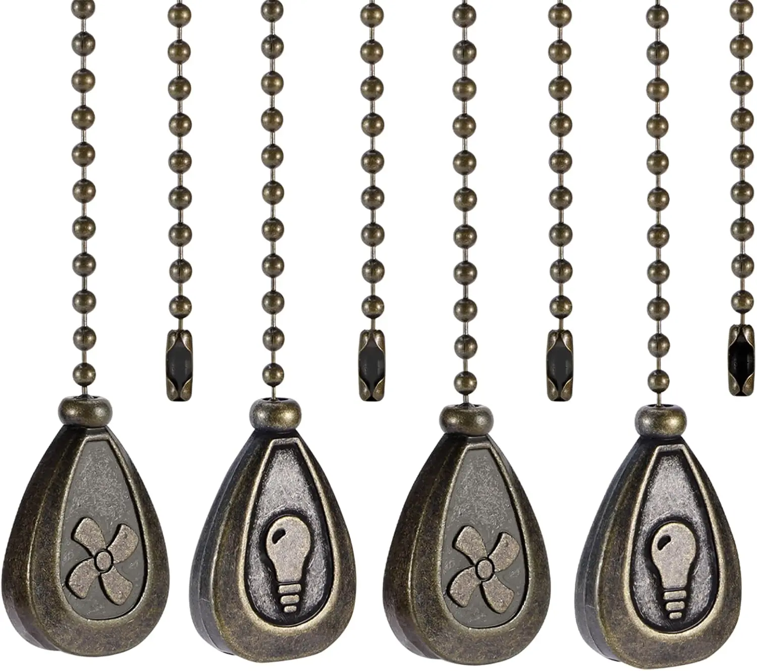 4 Pack Bronzed Ceiling Fan Pull Chain Extension, 12 Inches Classic Drop ...