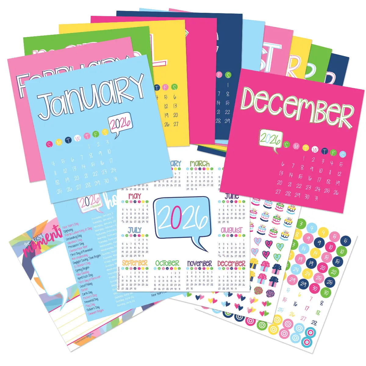 2026 Mini Desktop Calendars | Stickers Included - TikTok Shop