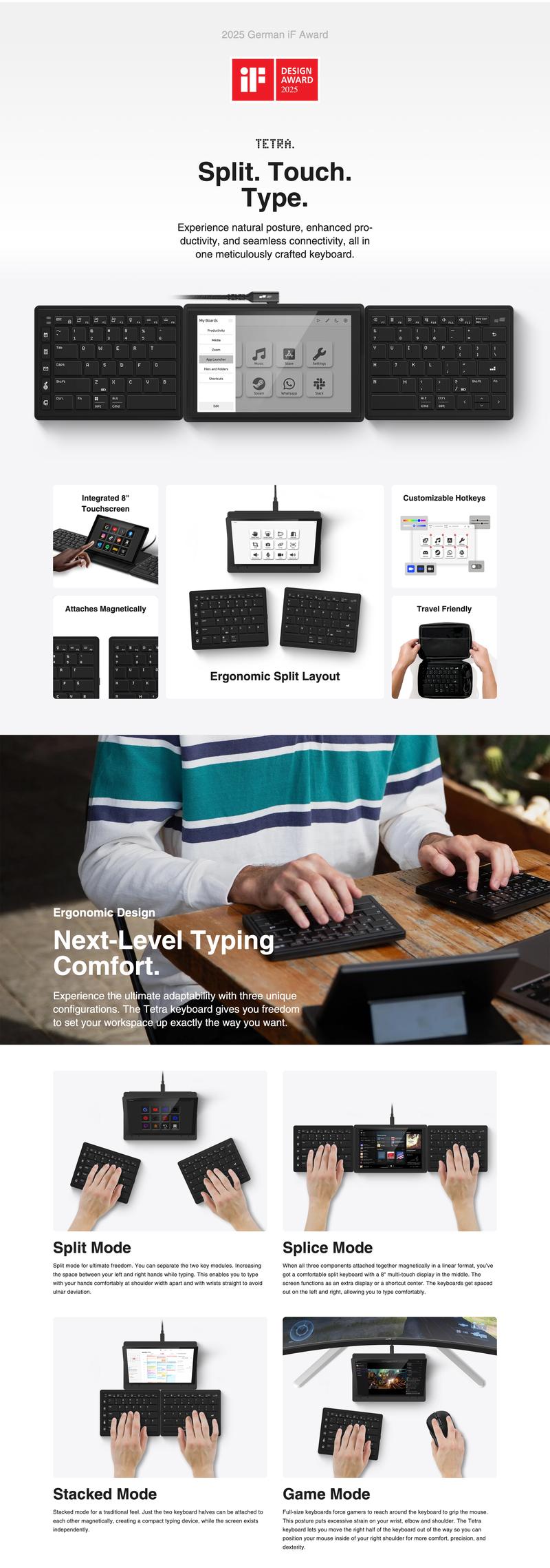 Mobile Pixels Tetra Keyboard with 8" Touchscreen, Customizable Hotkeys ...