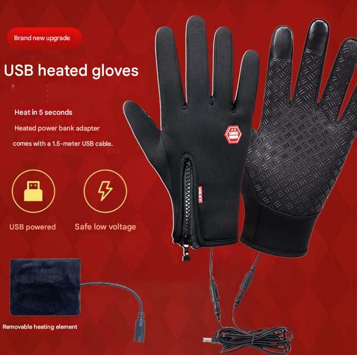 New USB heated gloves, fleece-lined, windproof, waterproof, durable ...