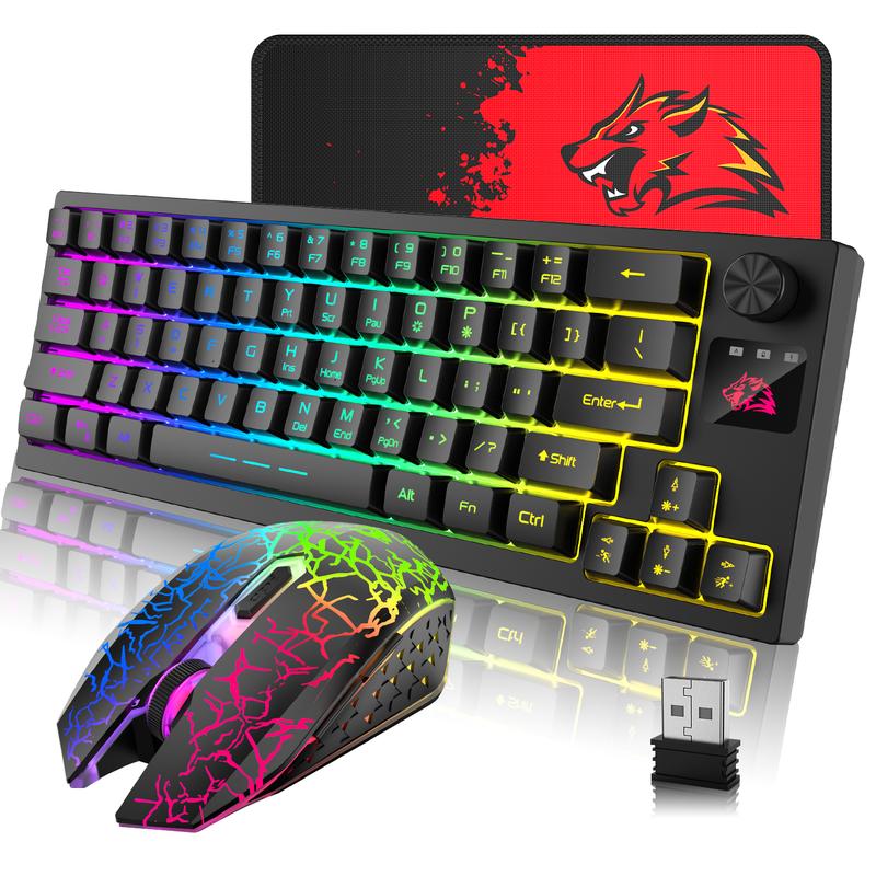 ZIYOU LANG T50 Wireless Gaming Keyboard and Mouse Combo,61 Keys Rainbow ...