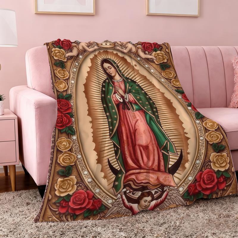 2D! 2D! Not 3D Blanket Soft Throw Virgin Mary And Rose Flannel Blanket ...