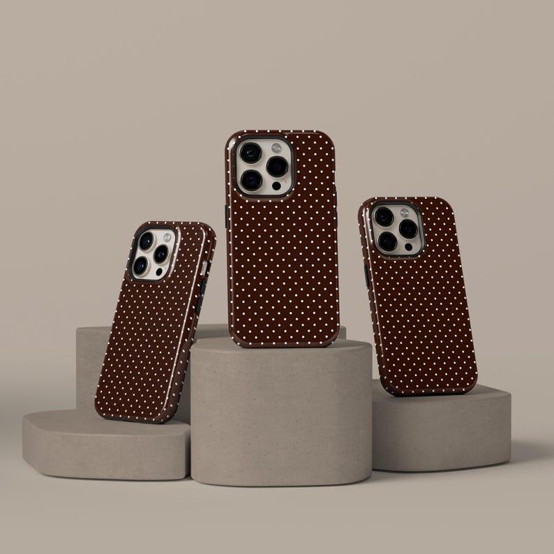 Brown Polka Dot Phone Case, Soft Girl Cute Design, Y2K Style, Fall ...