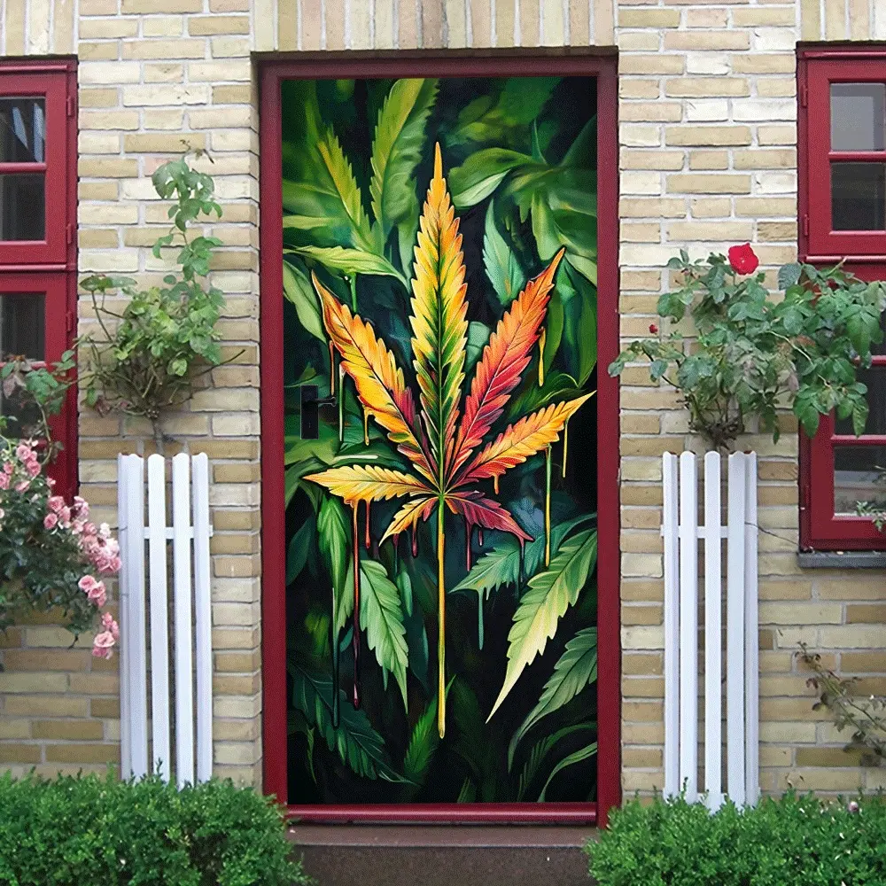 2pcs Creative Marijuana Leaf Art Wall Stickers Home Decor Bedroom ...