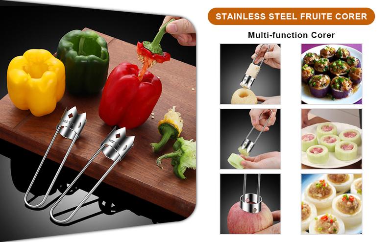 2 Pcs Fruit and Vegetable Corer Tool, Red Bell Pepper Seed Corer ...