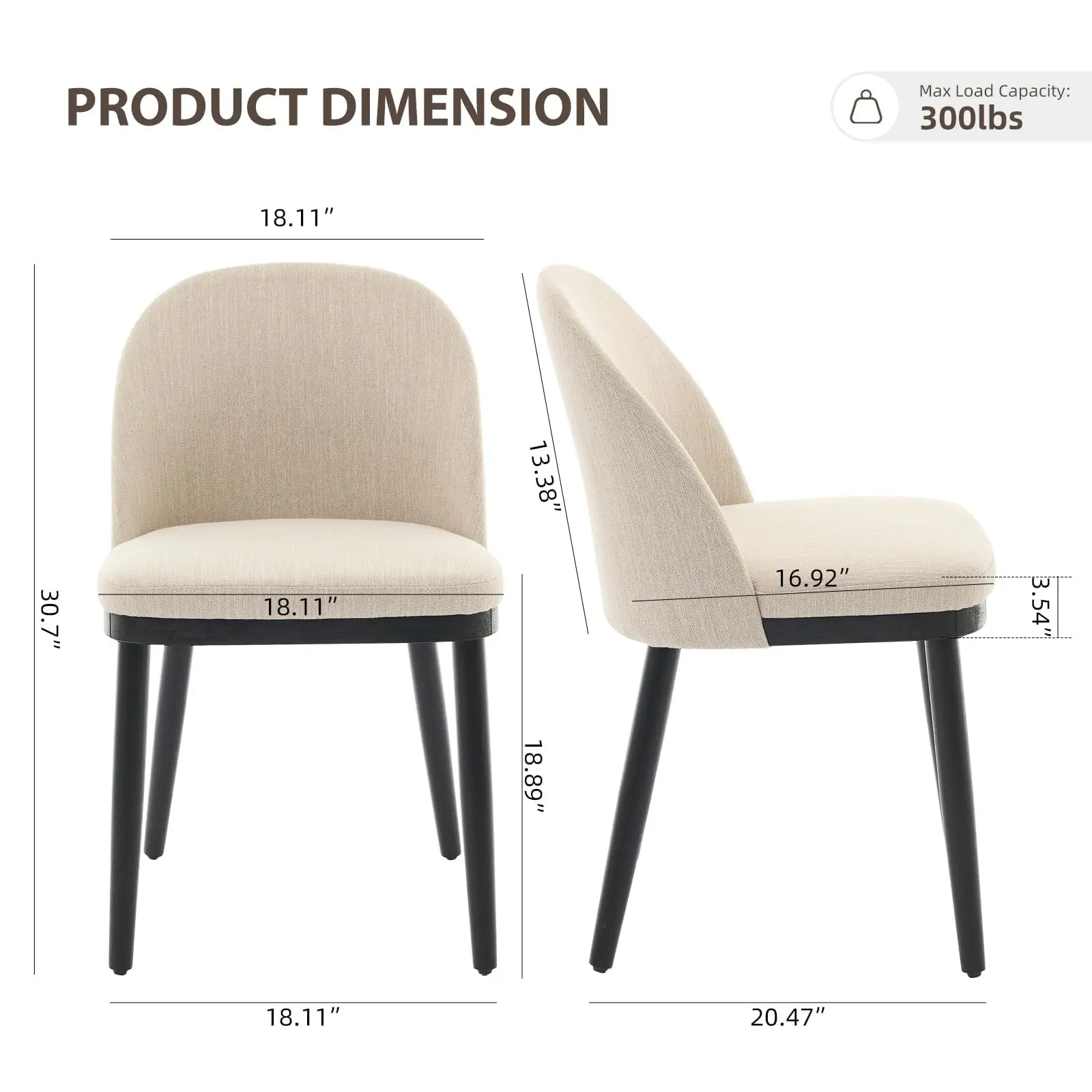 Garvee Wooden Dining Chairs Set of 6,Upholstered Kitchen Dining Room ...