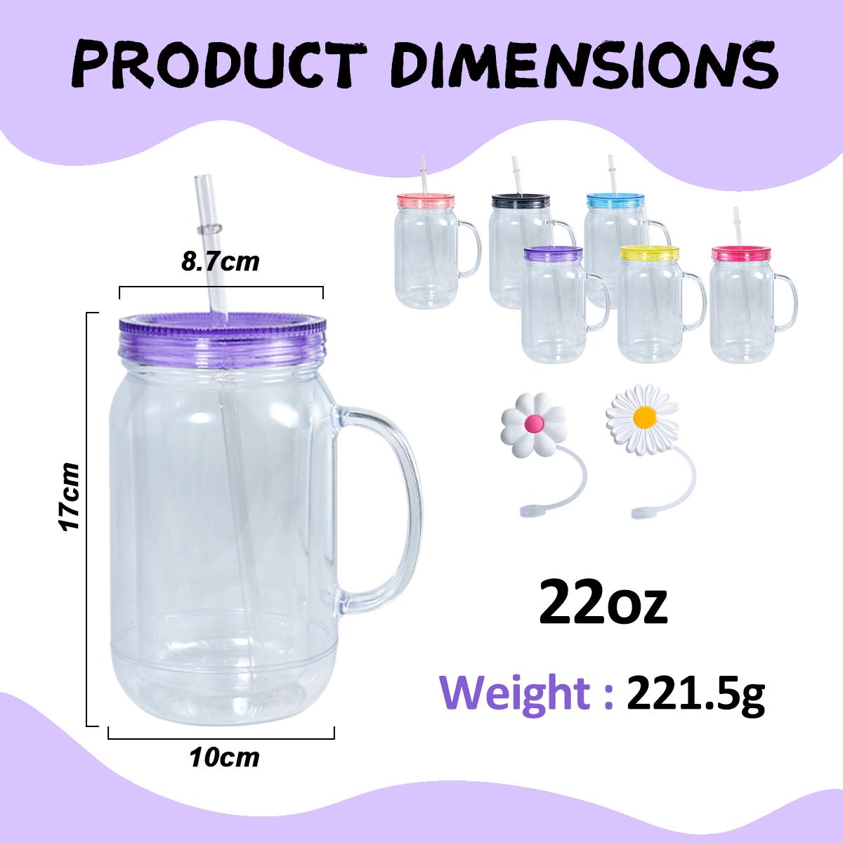 AGH [New Arrived] 12pcs 22oz Plastc Snow Globe Handle Tumbler Double ...