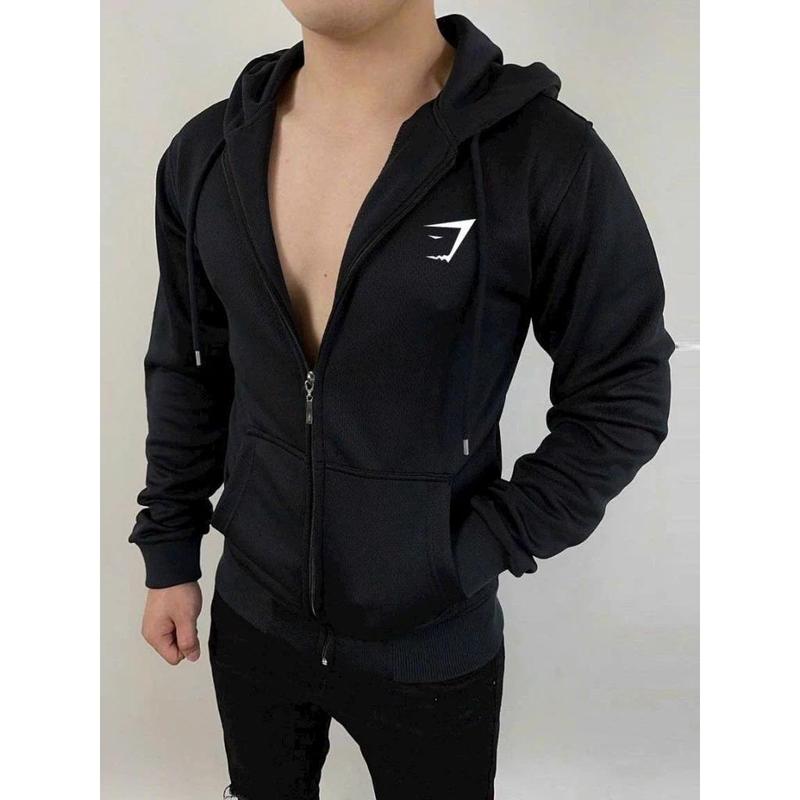 Gymshark Men’s Fleece Workout Jacket – Men’s Training Zip-Up Hoodie for ...