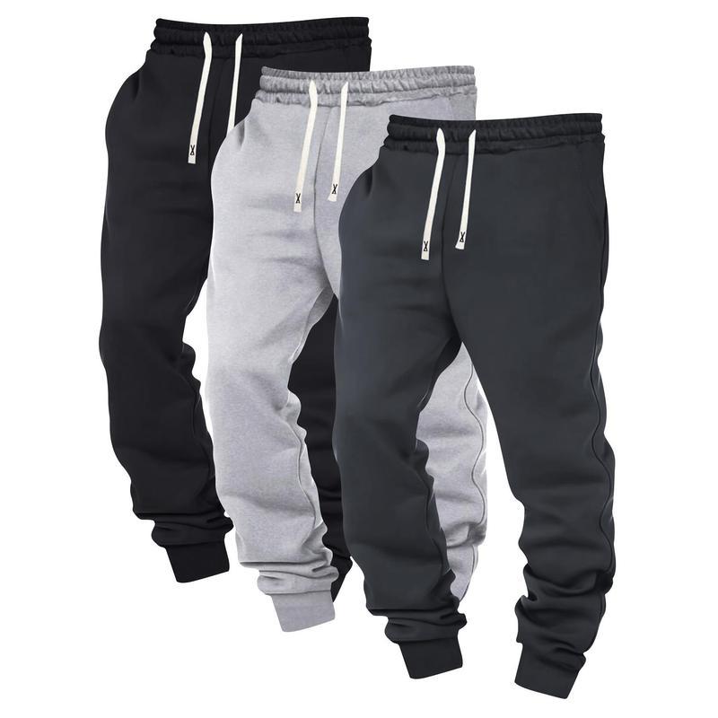 3pcs Men's Solid Color Joggers with Drawstring Waist - Casual Athletic ...
