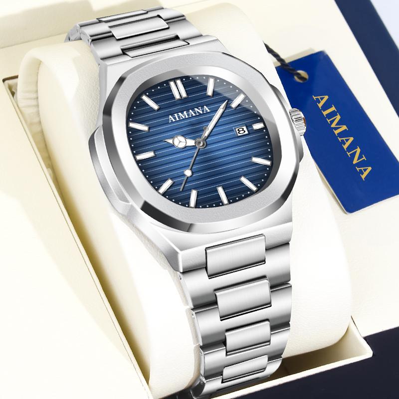 Men’s Business Fashion Quartz Watch–Square Dial Luminous Chronograph ...