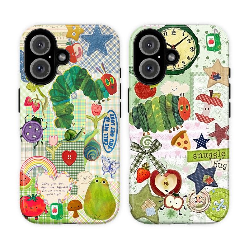 Kawaii Caterpillar Collage iPhone Case | Cute Frog Strawberry Aesthetic ...