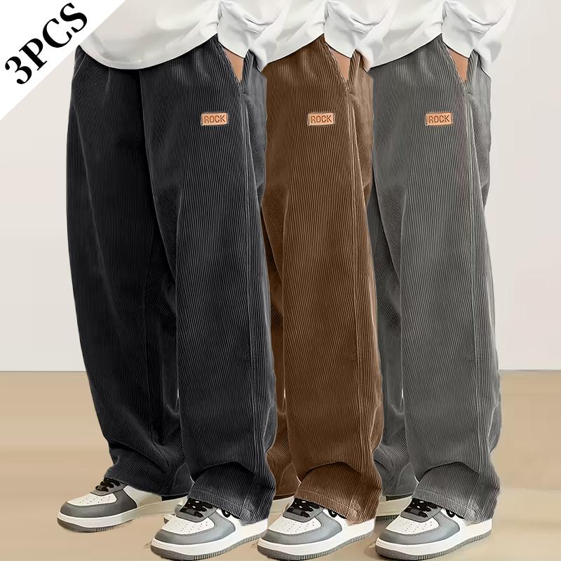 Men's Vintage Style Loose Corduroy Work Pants with Drawstring Elastic ...