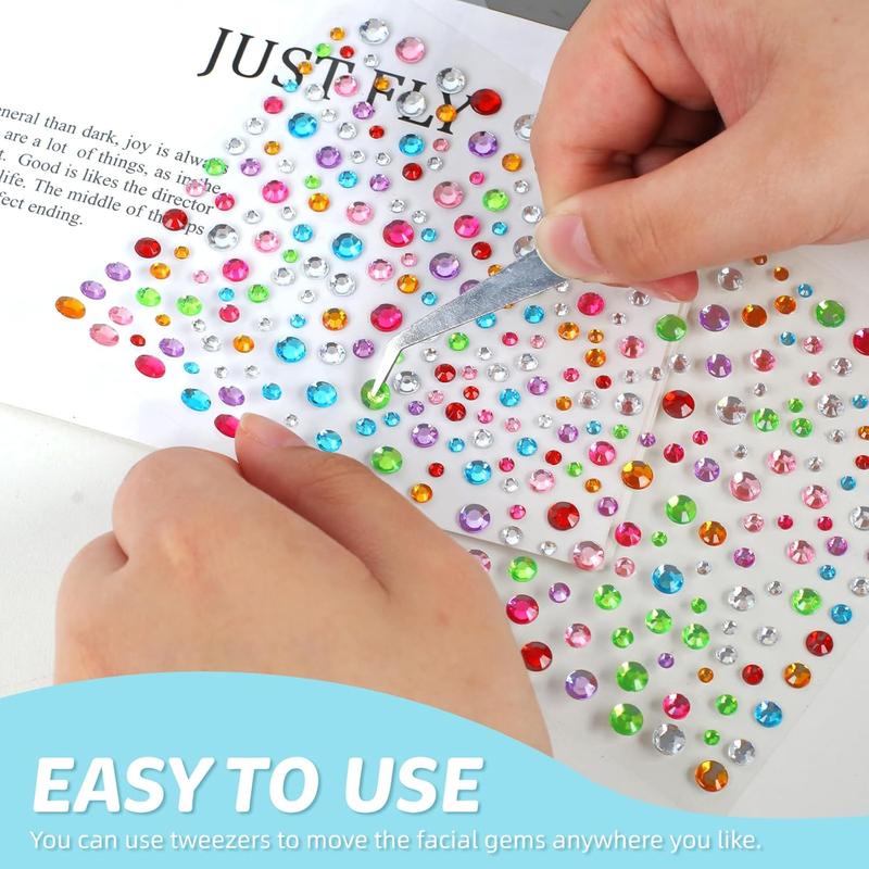 Self-Adhesive Face & Hair Gems - 5 Types Rhinestone Stickers for Eyes ...