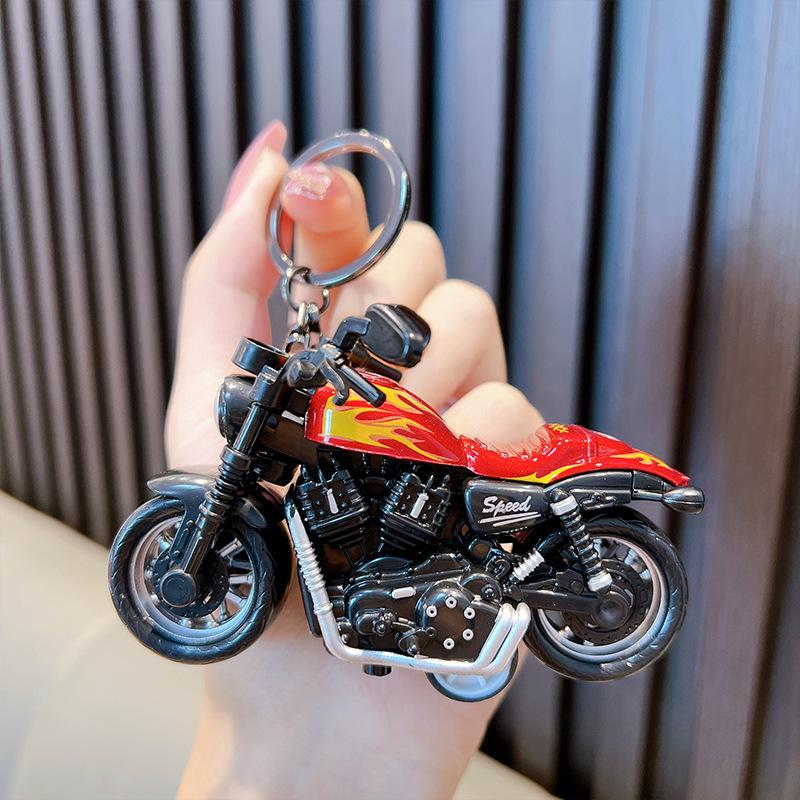 1Pcs Motor Keychain Toy Car Key Ring Simulation Power Motorcycle Model ...