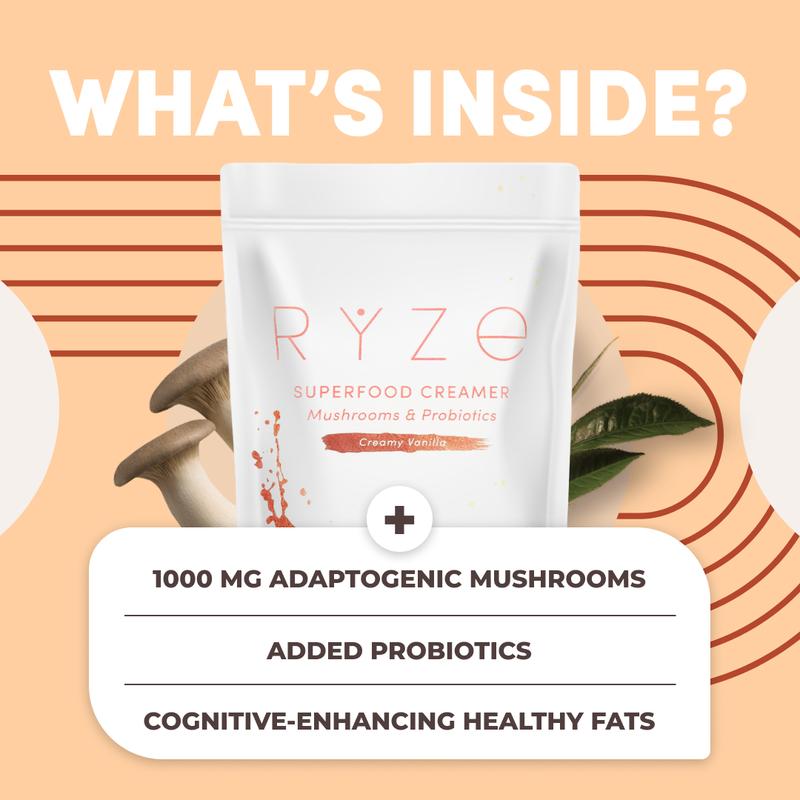 RYZE Superfood Probiotic Coffee Creamer with 6 Organic Adaptogenic ...