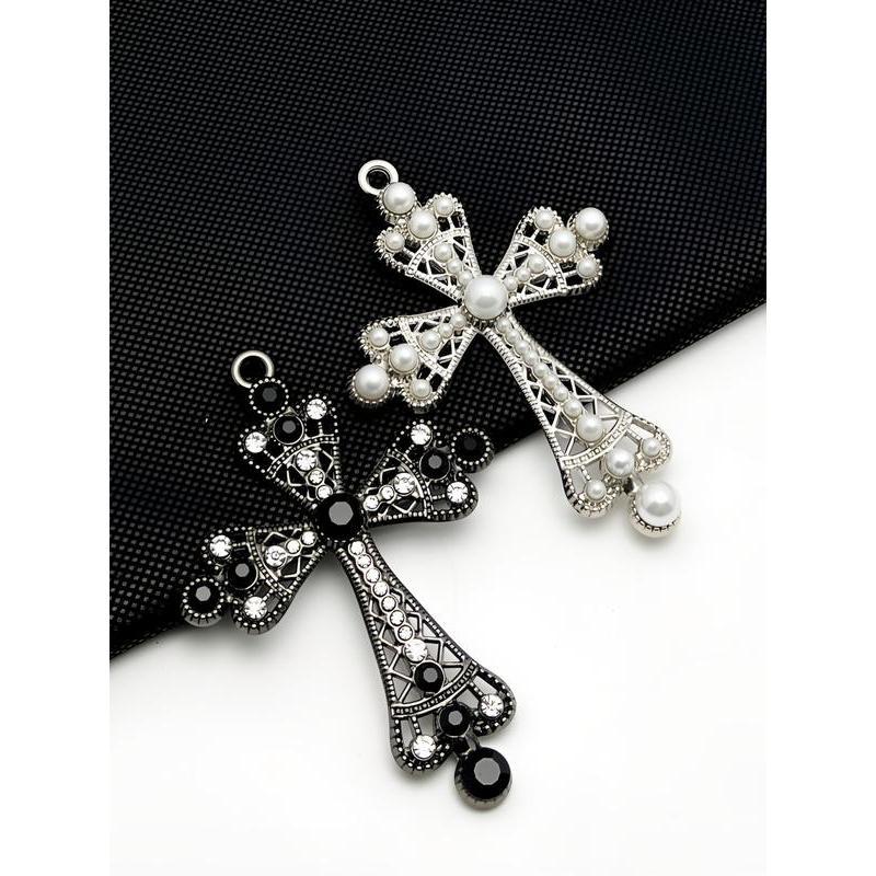 1 cross shaped alloy pendant, used for DIY jewelry making, necklace ...