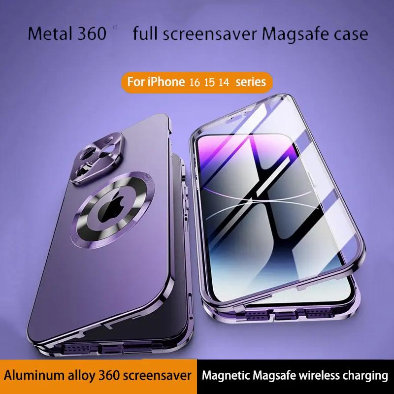 360 Metal Aluminium Alloy Case for iPhone 16 15 14 13 Pro Max Full ...