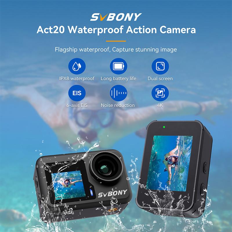 SVBONY ACT20 4k Action Camera, Sports Camera, Dual IPS Screen, 6-Axis ...