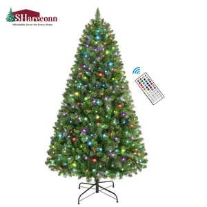 【RGB Lights】SHareconn 4/5/6/7/7.5/9FT 2025 Pre-Lit Snow Flocked ...