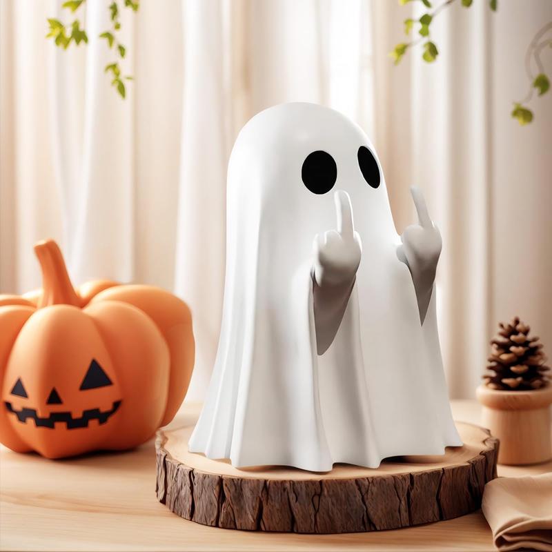 Halloween Ghost Figurine | Spooky Resin Middle Finger Ghost Decor ...
